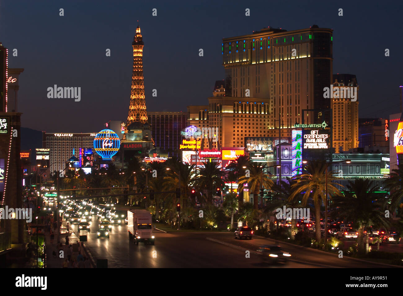 Las Vegas strip at night Stock Photo - Alamy