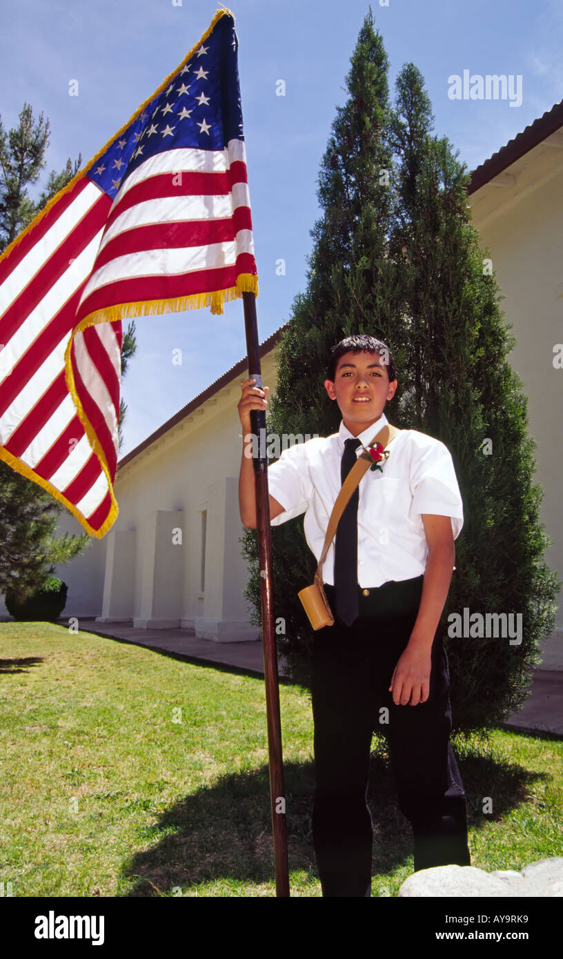 Patriotic teenager carries American flag with pride during fiesta in ...