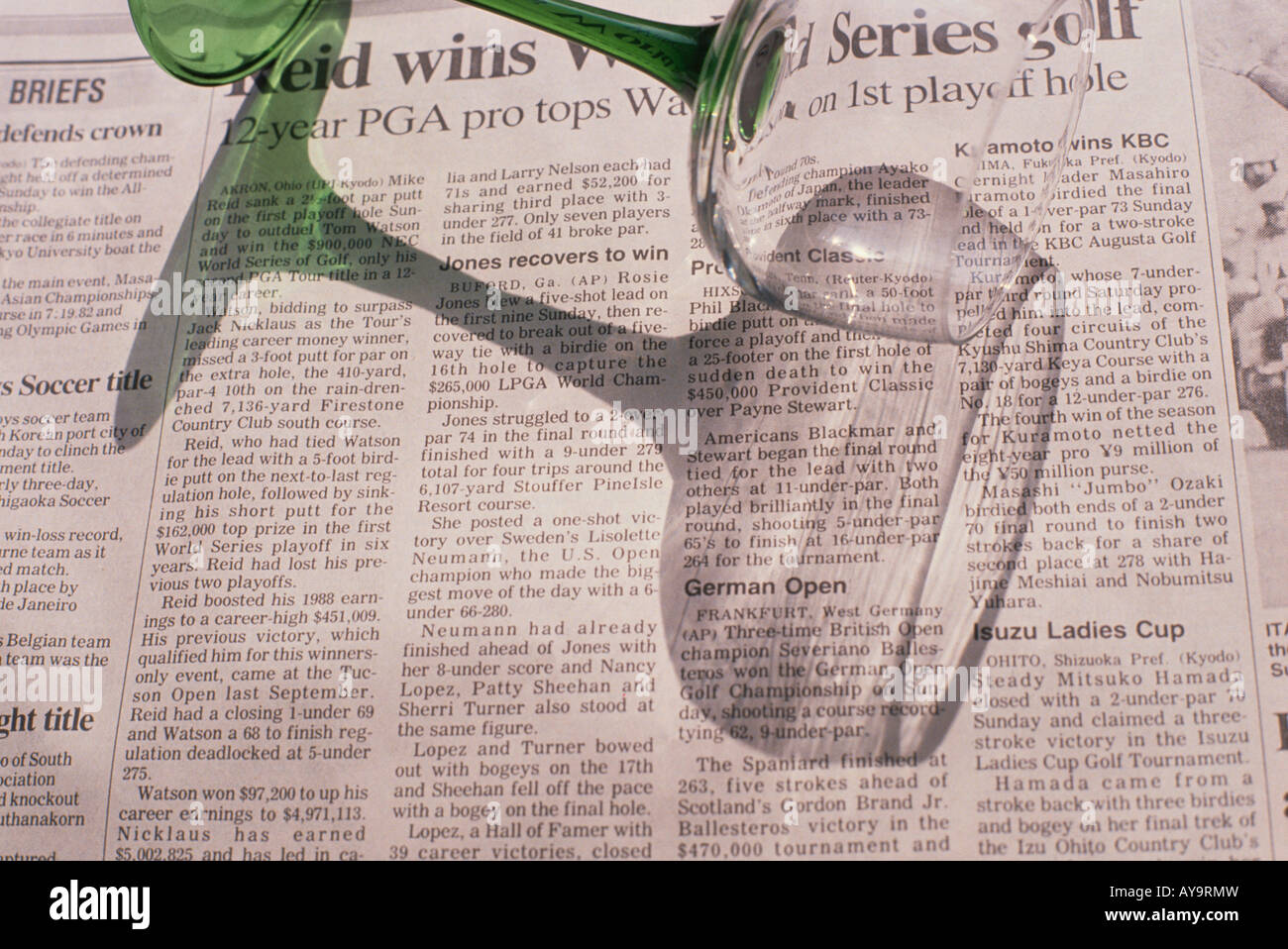 Still life with glass and newspaper hi-res stock photography and images ...