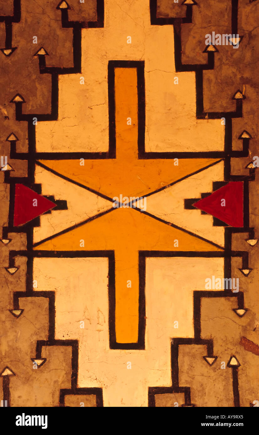 Interesting Native-American designs can be seen on the old adobe walls ...