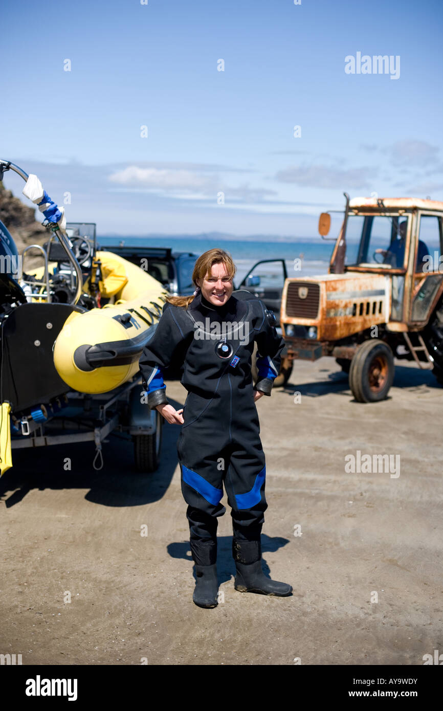 Preparing a rib boat for Scuba Diving, Pembrokeshire, Wales Stock Photo ...