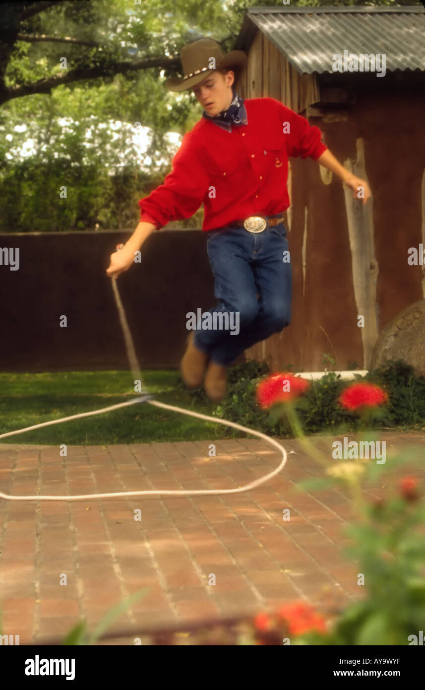 Fancy roping by a young cowboy in Lincoln, New Mexico Stock Photo - Alamy