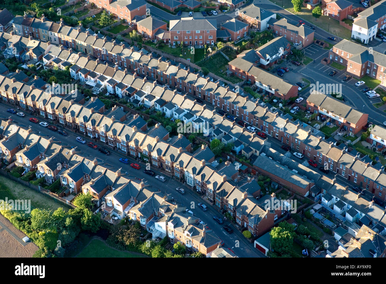 Aerial view of terraced house in Exeter Devon England Stock Photo - Alamy