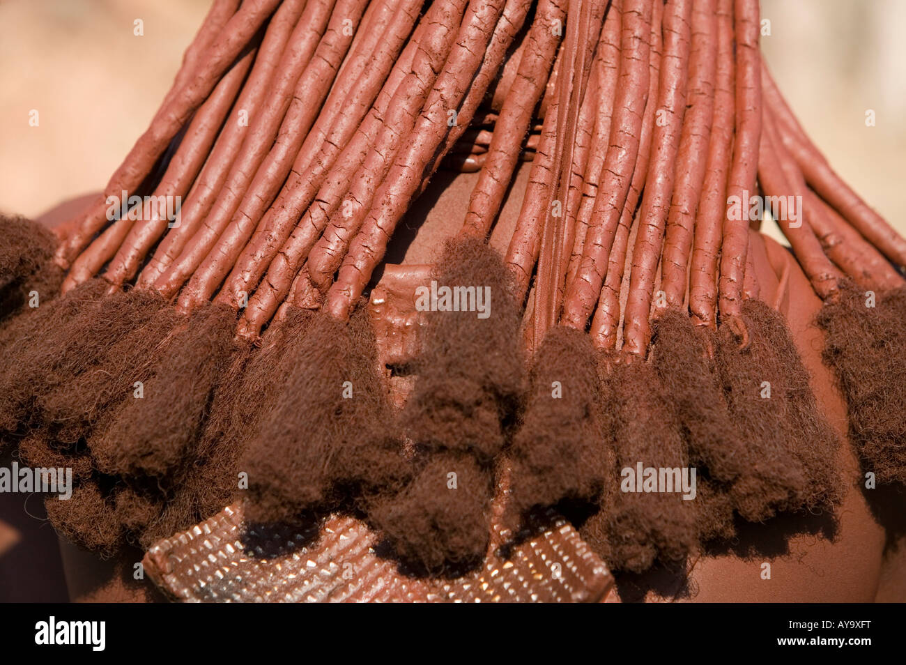 Typical hairstyle of the Himba in Namibia Stock Photo - Alamy