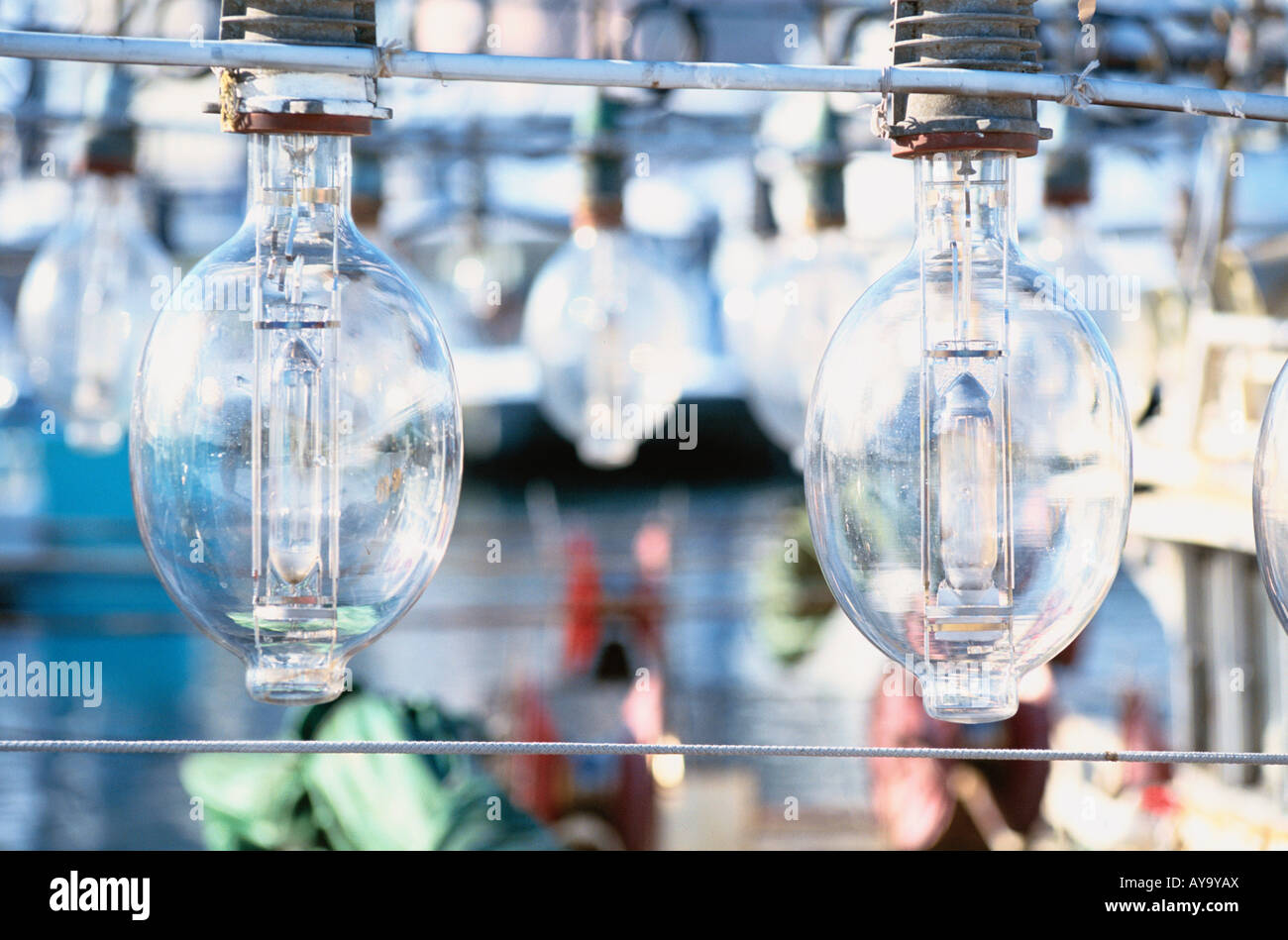 Lightbulbs of Fishing Boat Stock Photo - Alamy