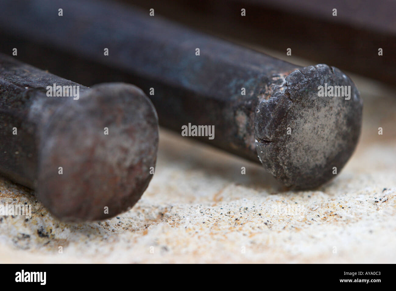 Detail from a used chisel head Stock Photo - Alamy