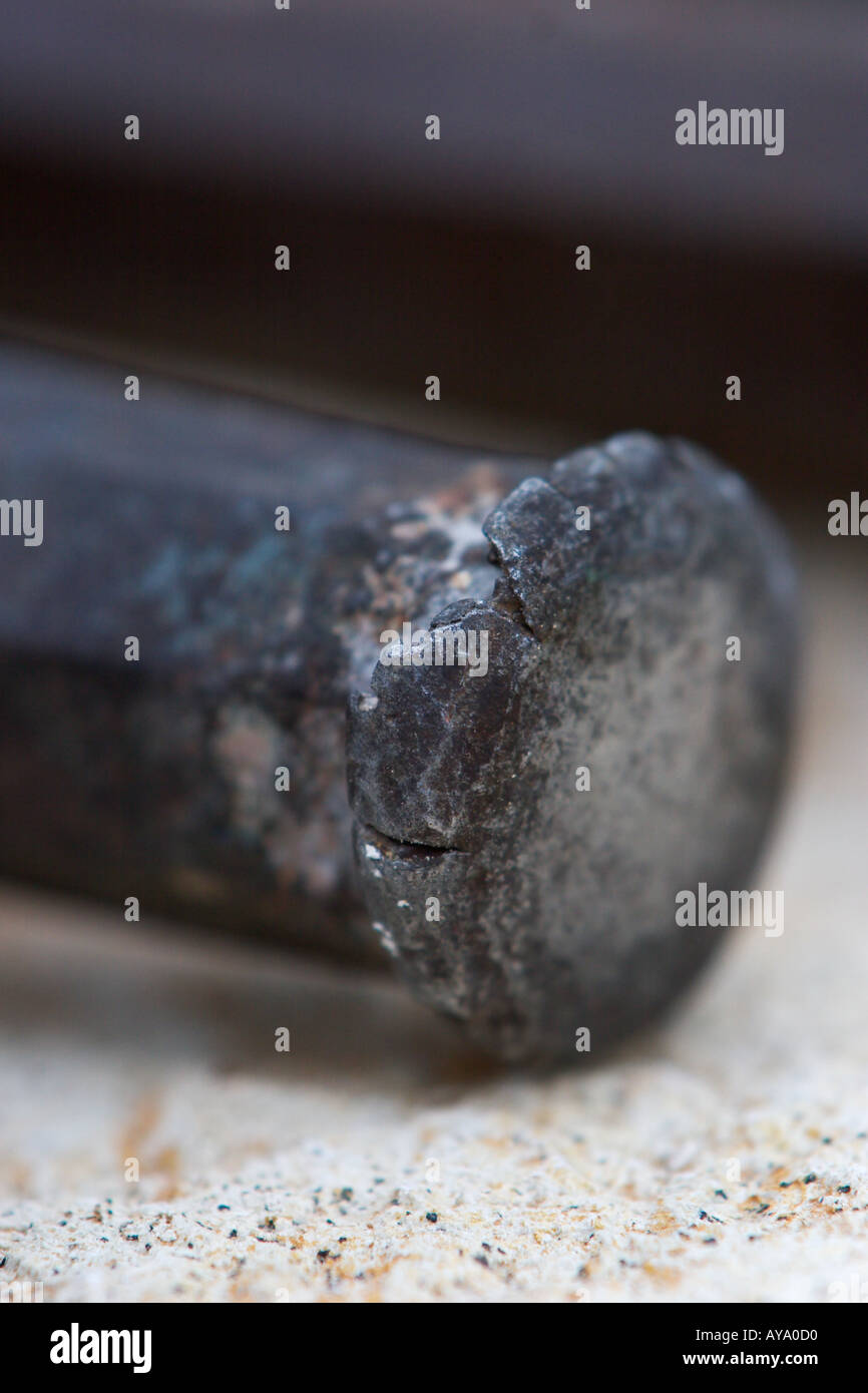 Detail from a used chisel head Stock Photo - Alamy