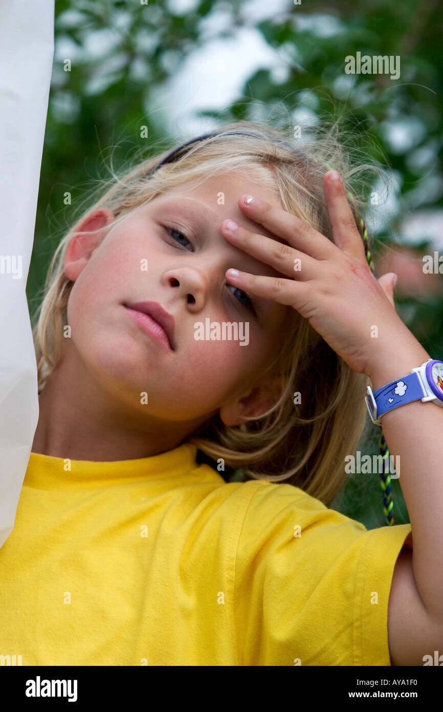 MR Portrait of a little blond girl with yellow T Shirt model Agnes ...