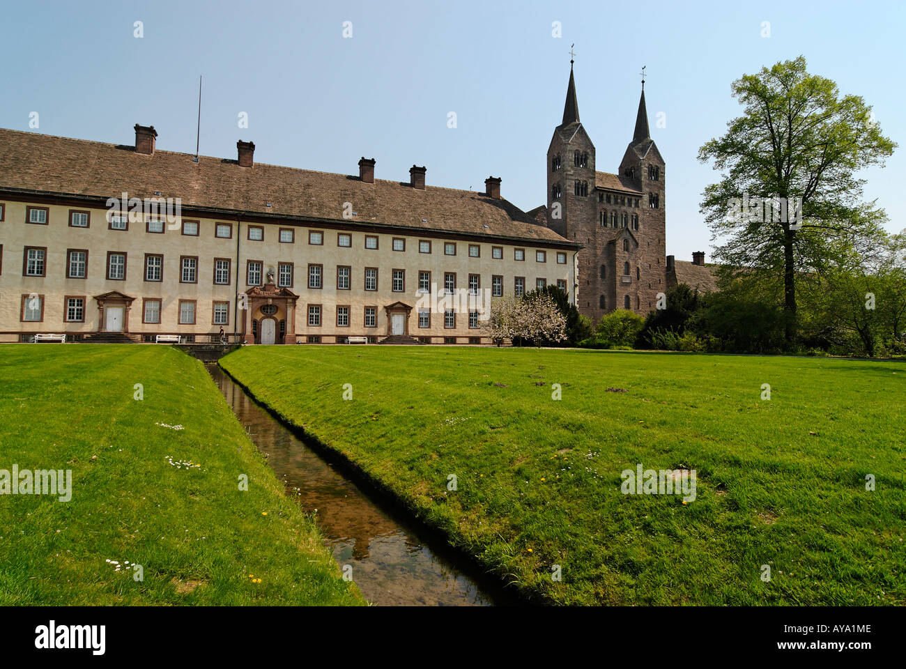 Former Abbey and castle Corvey in Hoexter Hoexter at the Weser near ...