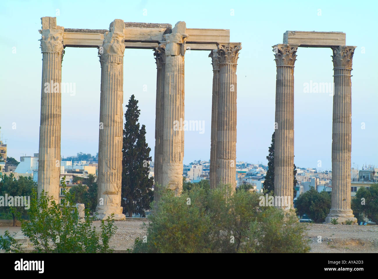 Greece Athens Columns Temple of Zeus Stock Photo - Alamy