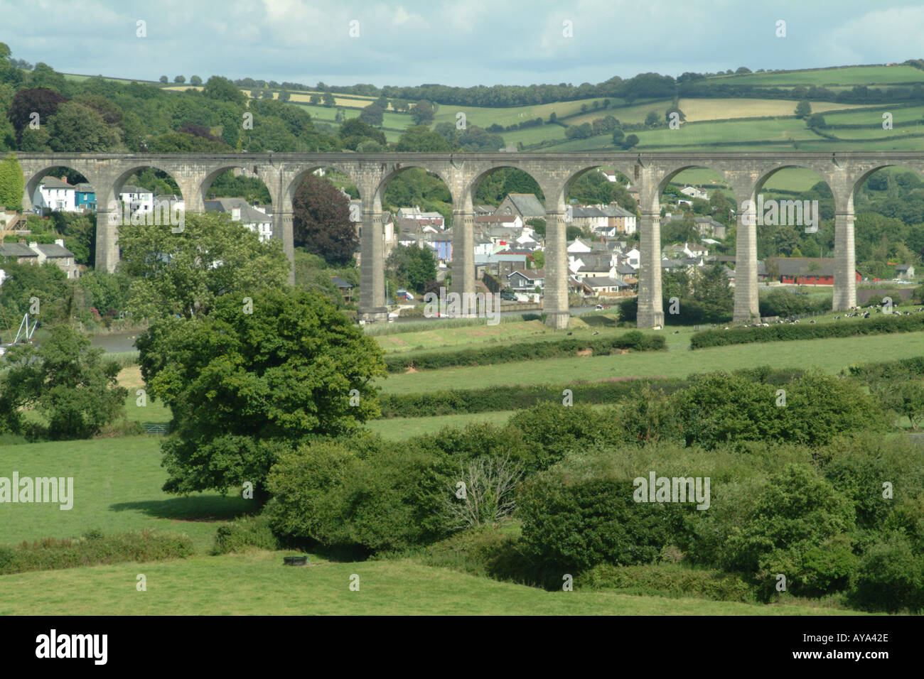 Railway Viaduct over River Tamar in Calstock Cornwall England Stock ...