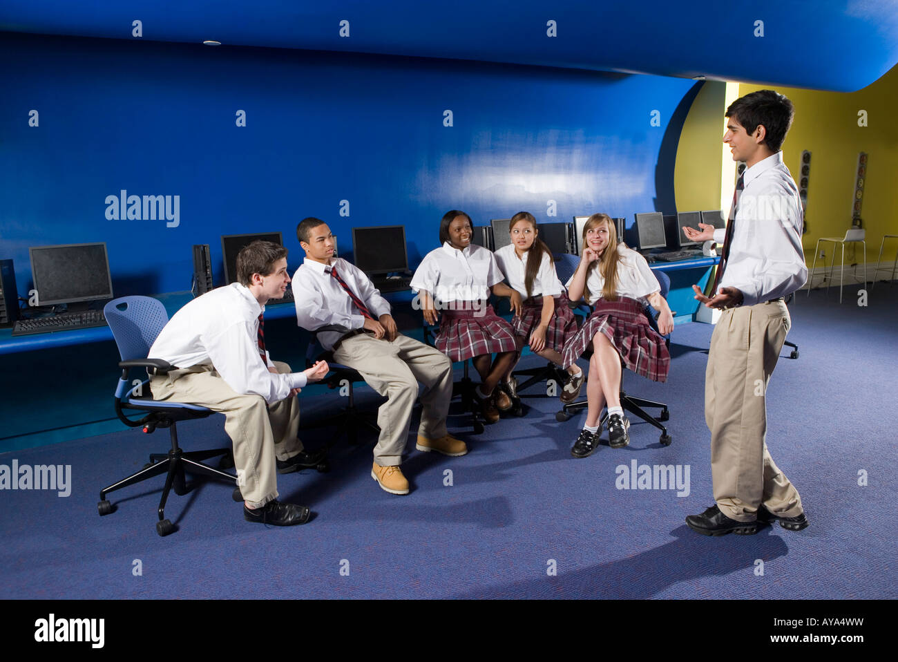 Group of high school students in a classroom Stock Photo - Alamy