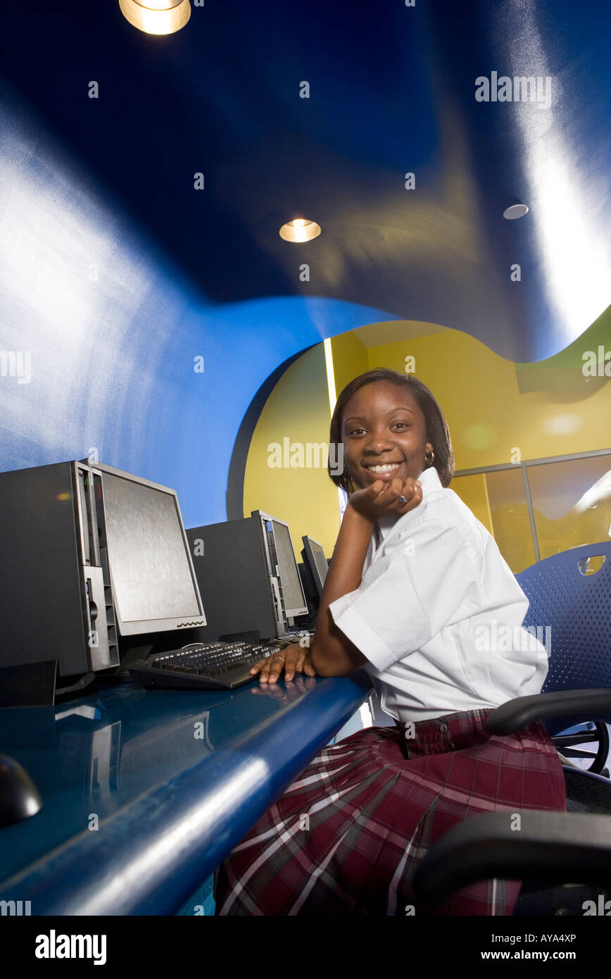 African american student in computer lab hi-res stock photography and ...