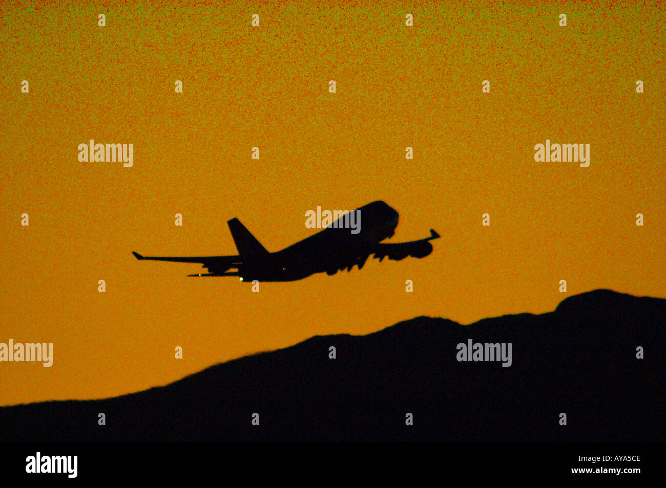 Boeing 747 taking off at sunset Stock Photo - Alamy