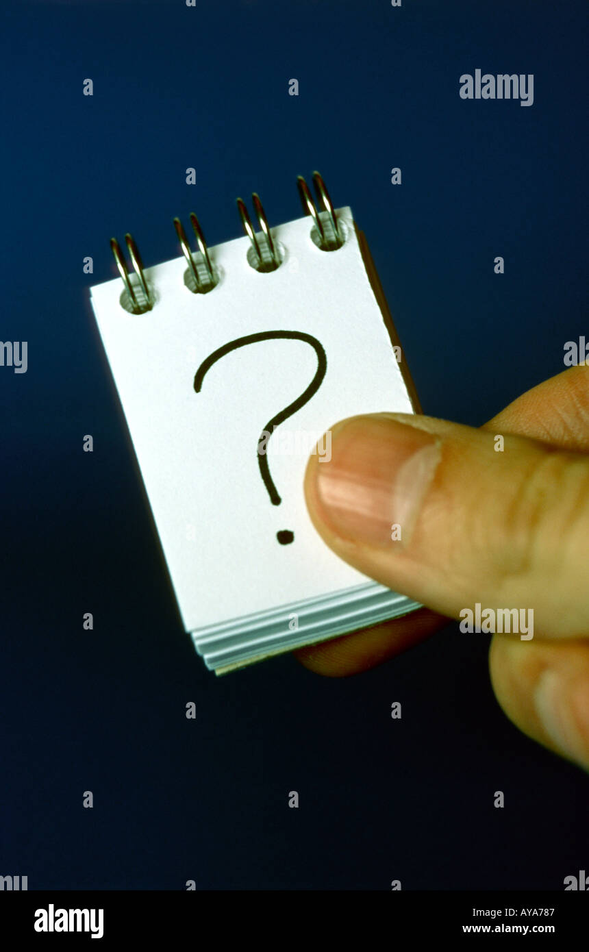 question mark on a mini pad Stock Photo - Alamy