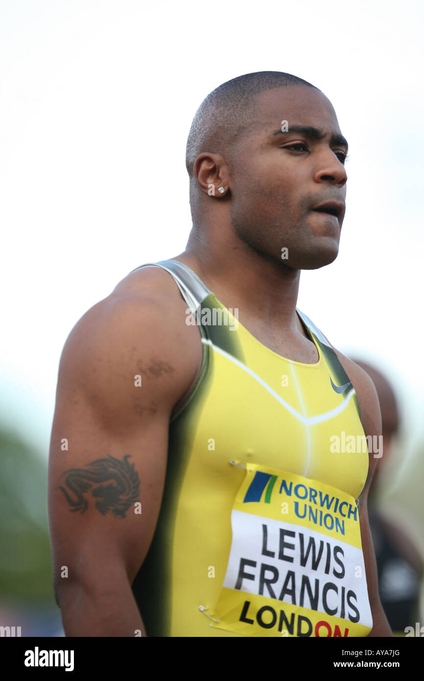 UK Olympic gold medal winning sprinter Mark Lewis-Francis before 100m ...