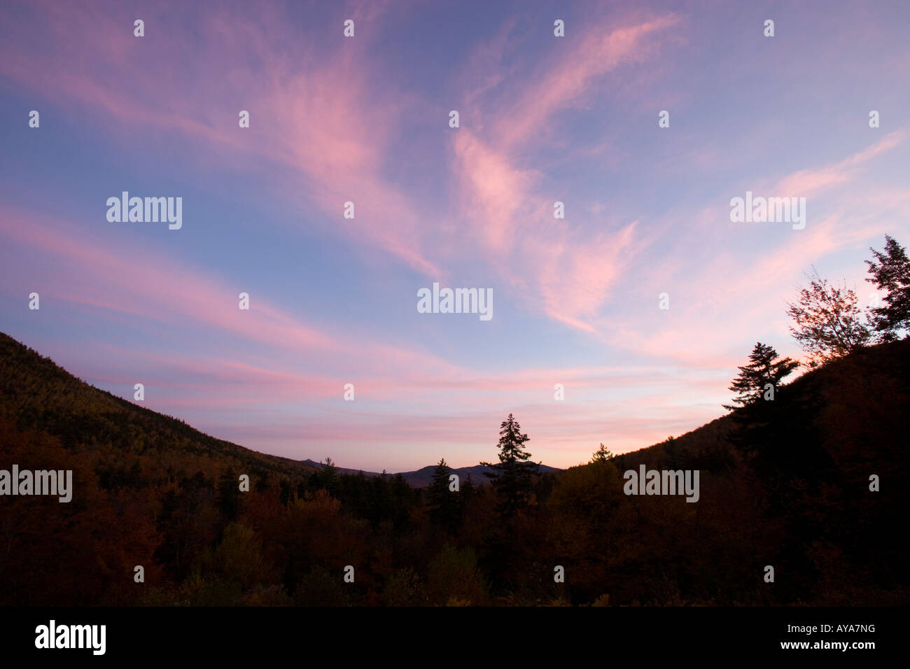 Sunset over the White Mountains in fall. New Hampshire Stock Photo - Alamy
