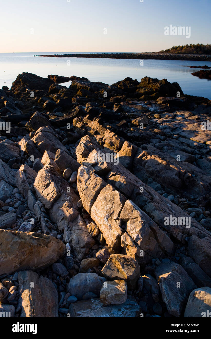 Early morning on the rocky coast of Timber Point in Biddeford, Maine ...