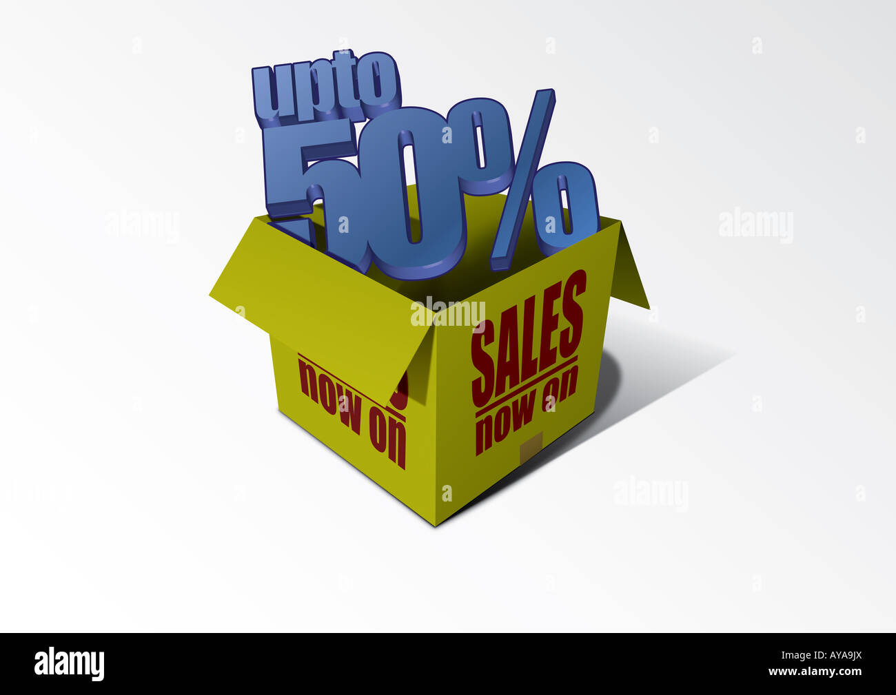 Sales Box with sale percentage Stock Photo - Alamy