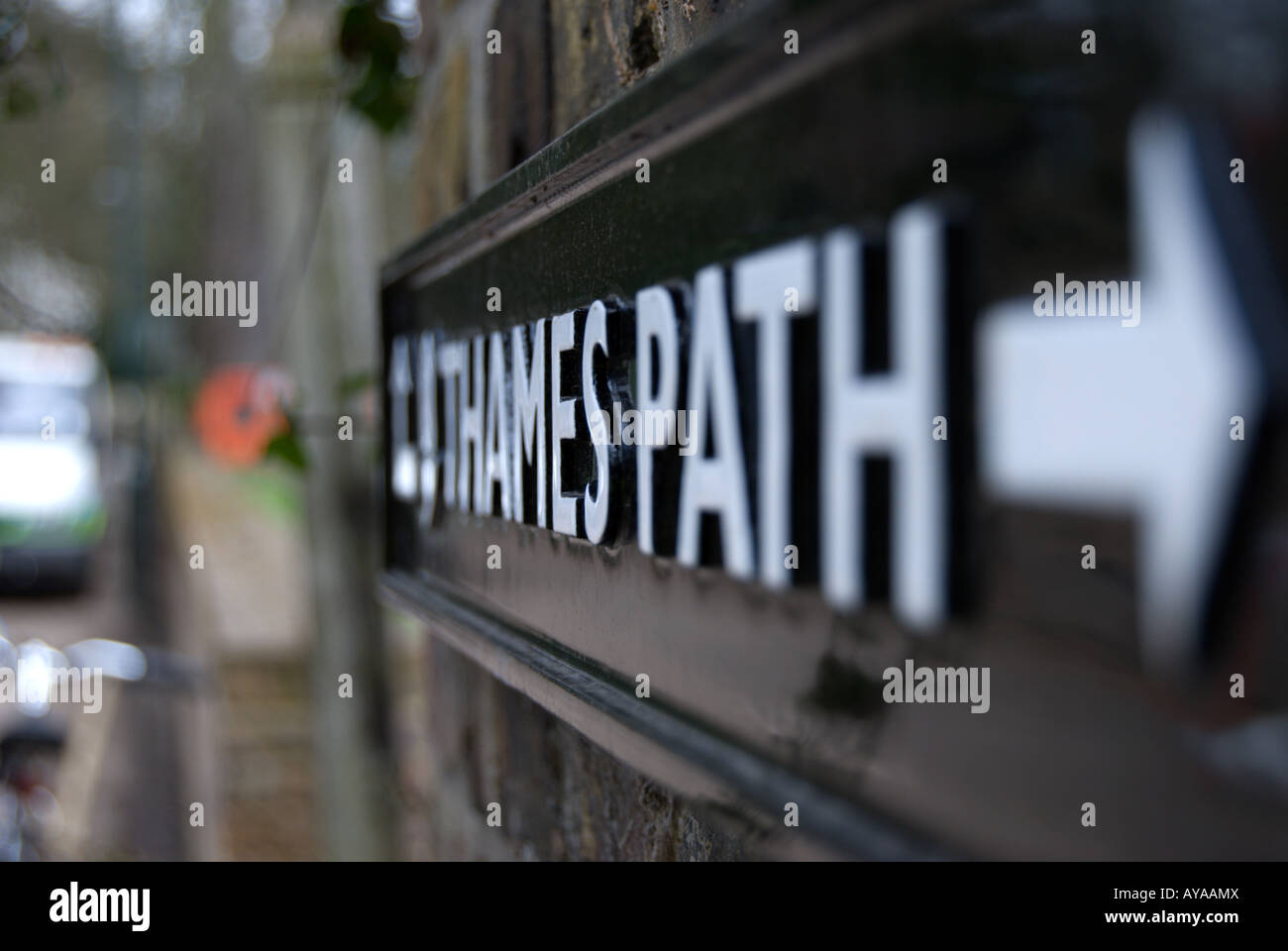sign for the thames path, which follows much of the course of the river ...