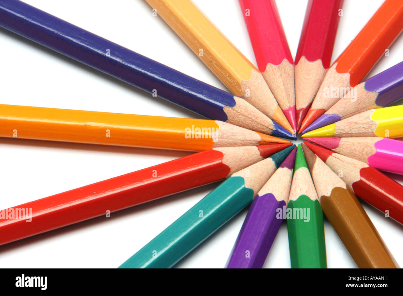 pencils sharpened color assortment on white backgroud Stock Photo - Alamy