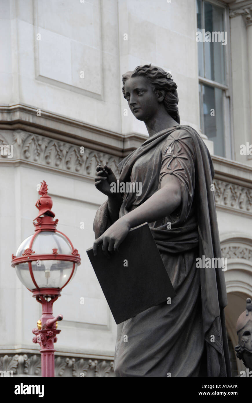 Statue of woman representing Fine Art on Holborn Viaduct London Stock ...