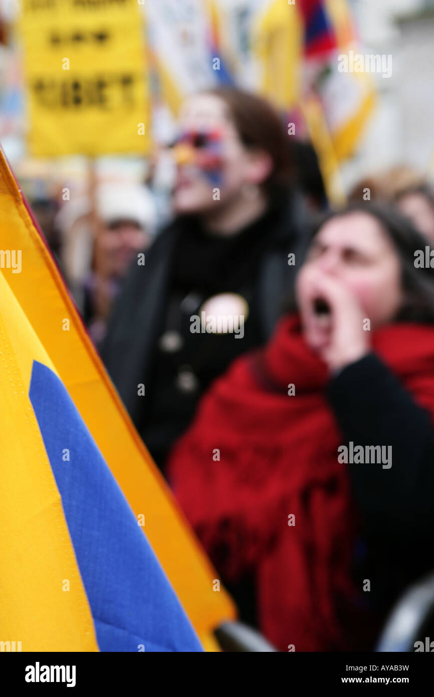 Human rights activist protesting during demonstration in Whitehall ...