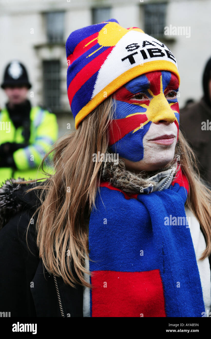 Human rights activist protesting during demonstration in Whitehall ...