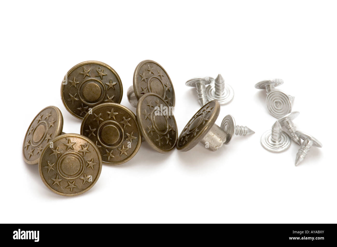 object on white sewing tool Metal button Stock Photo - Alamy