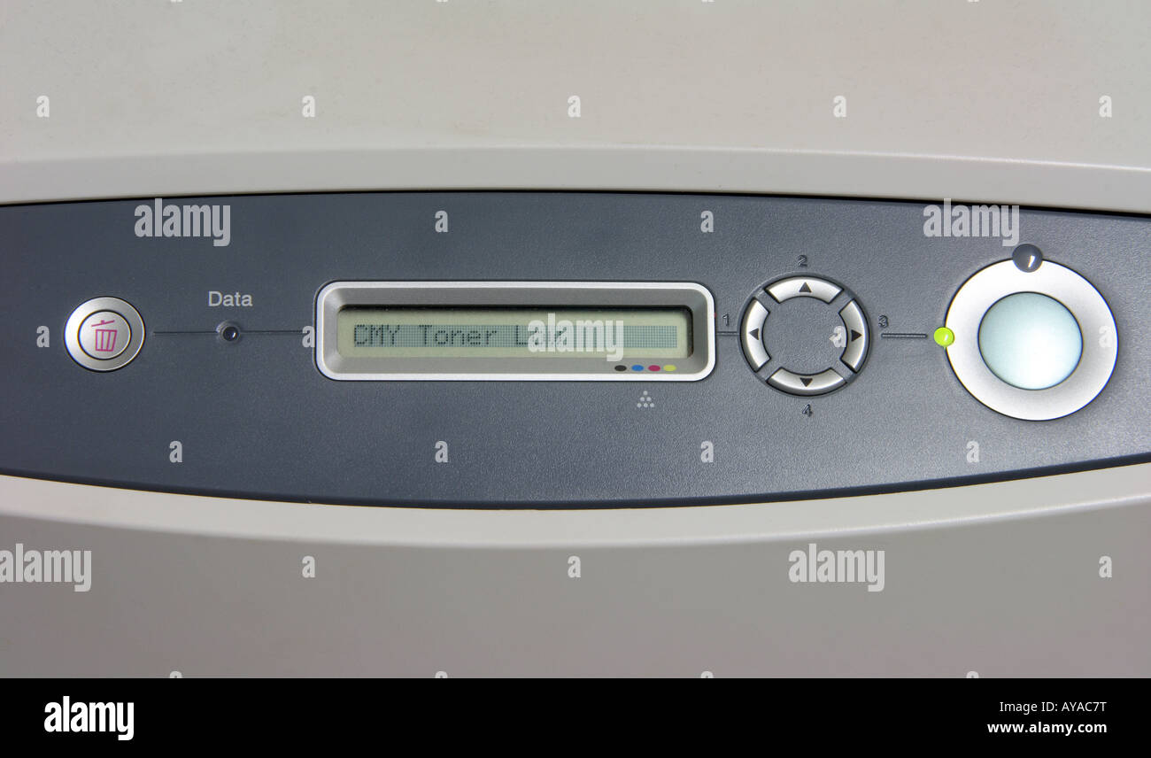 laser printer panel buttons closeup business and technology objects ...
