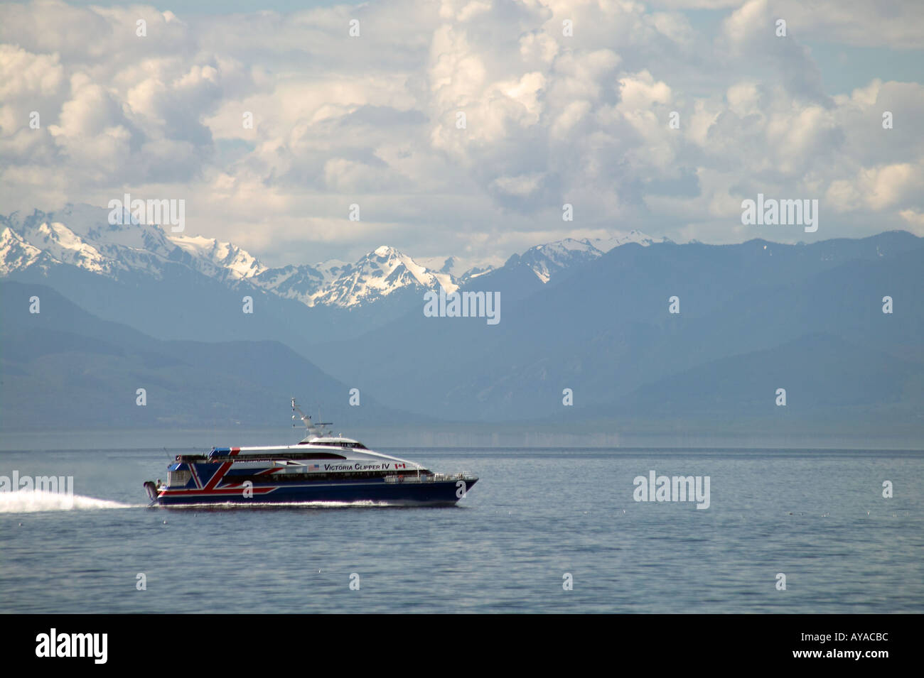 Victoria Clipper hydrofoil passenger ferry in the Strait of Juan de ...