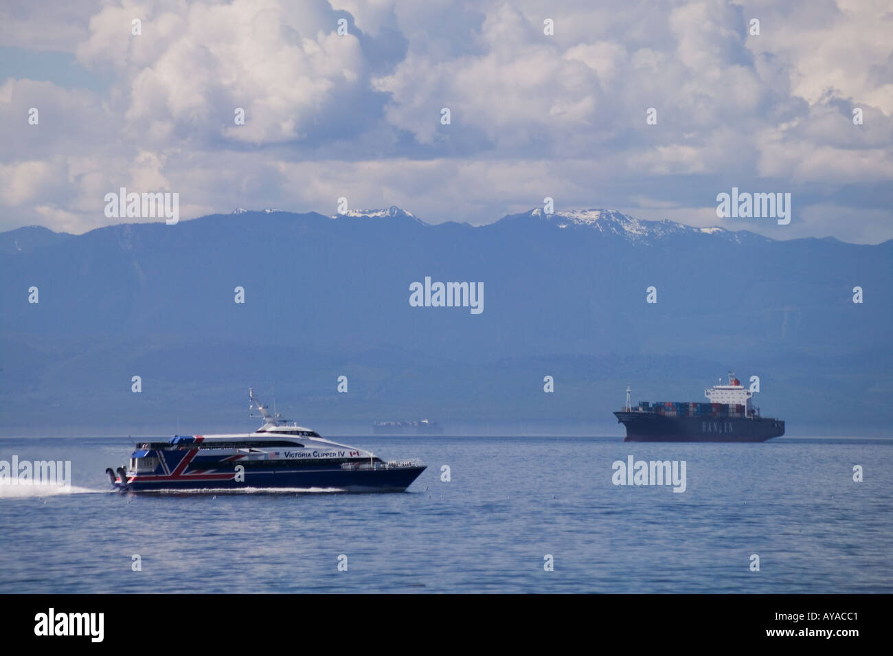 Victoria Clipper hydrofoil passenger ferry in the Strait of Juan de ...