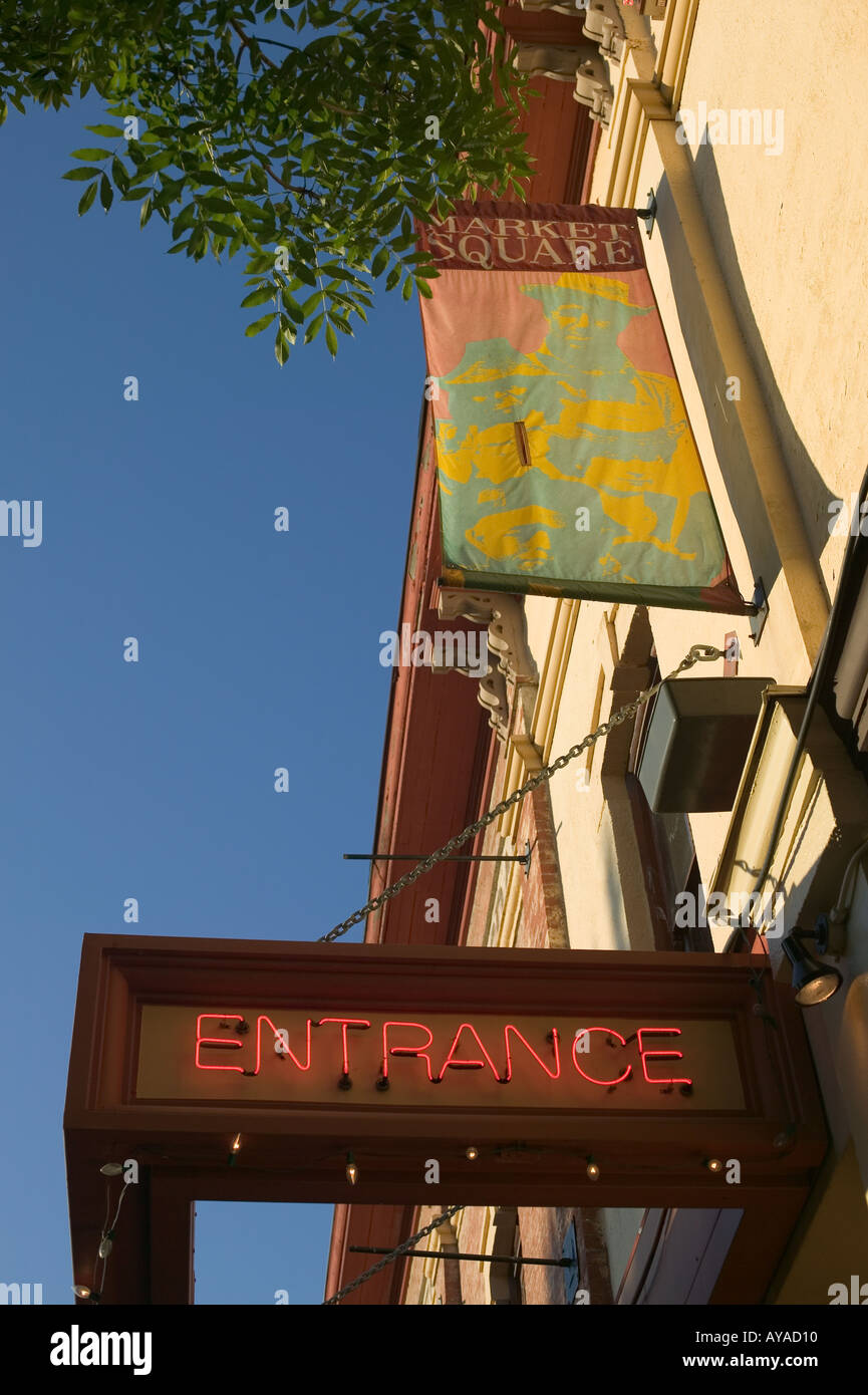 Neon Entrance sign in Market Square area downtown Victoria British ...