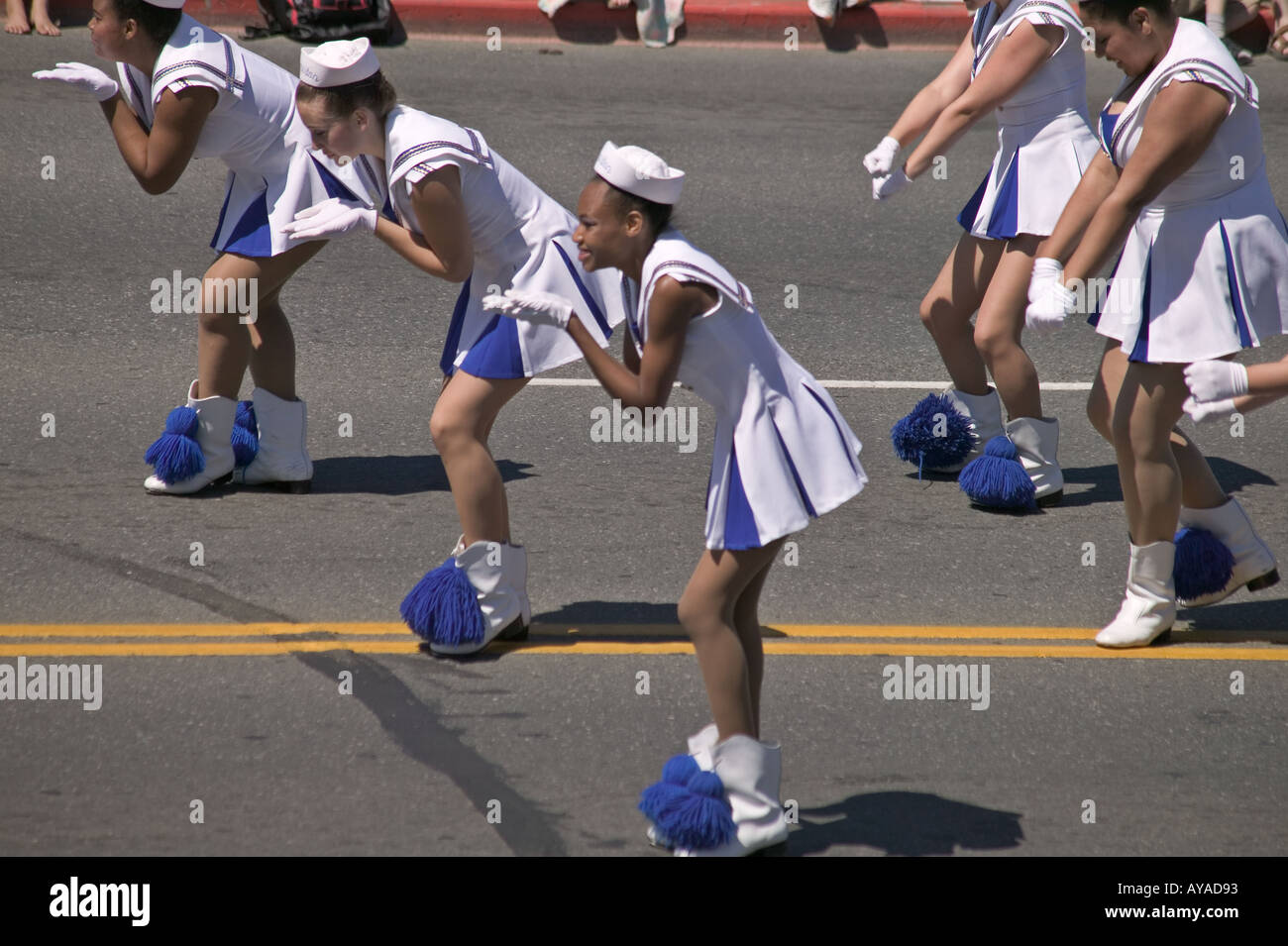 High shool girls drill team in parade NO RELEASE AVAILABLE Stock Photo ...