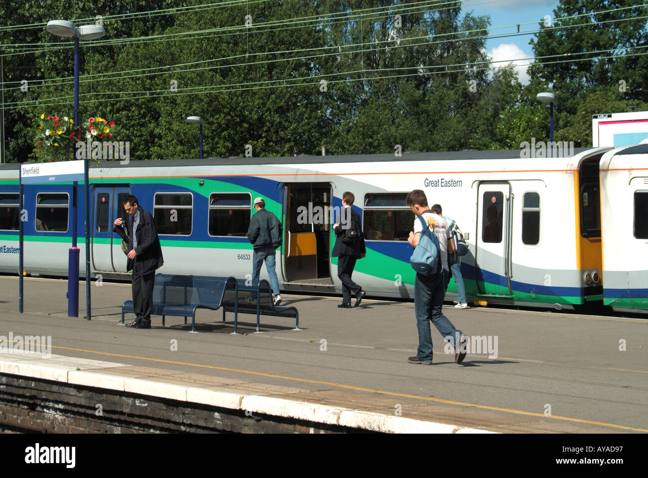 Shenfield railway station platform morning commuters and waiting First ...