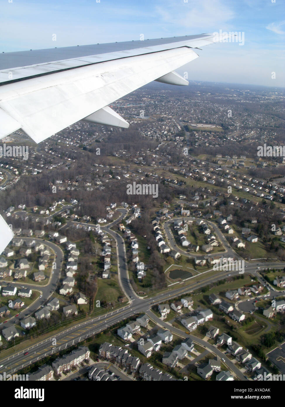 View from aircraft window of suburban Washington DC USA Stock Photo - Alamy
