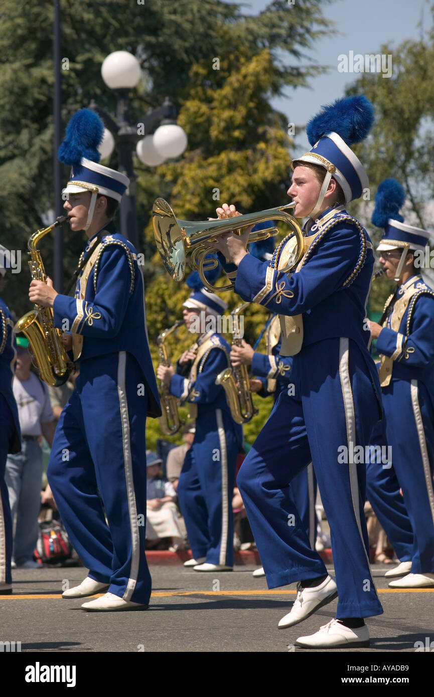 High school band in Victoria Day parade Victoria British Columbia ...