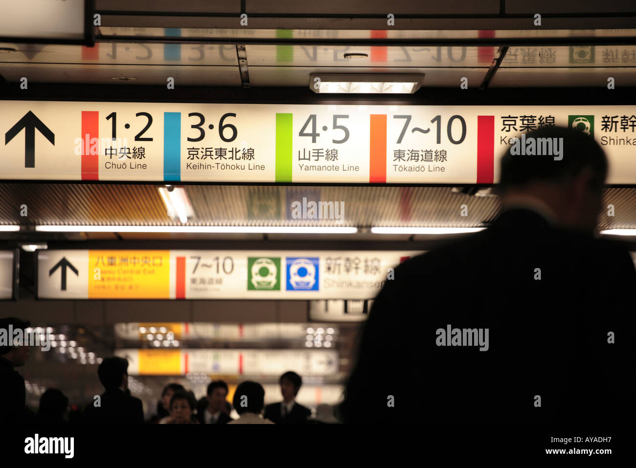 Asia Tokyo Japan Directional sign inside subway station Stock Photo - Alamy