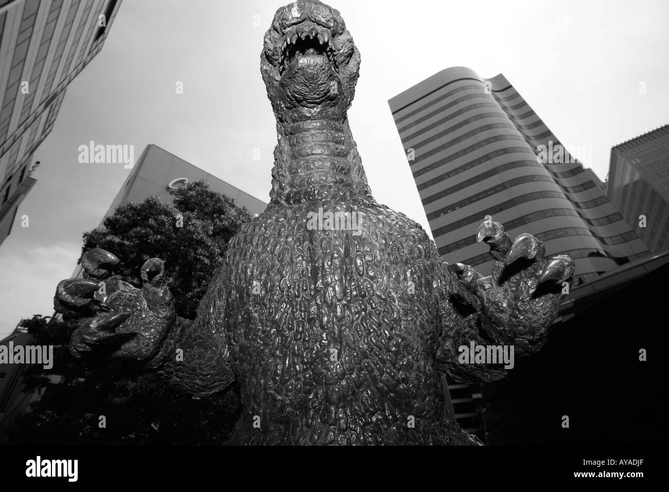Asia Tokyo Japan Small statue of Godzilla in Hibiya District Stock ...