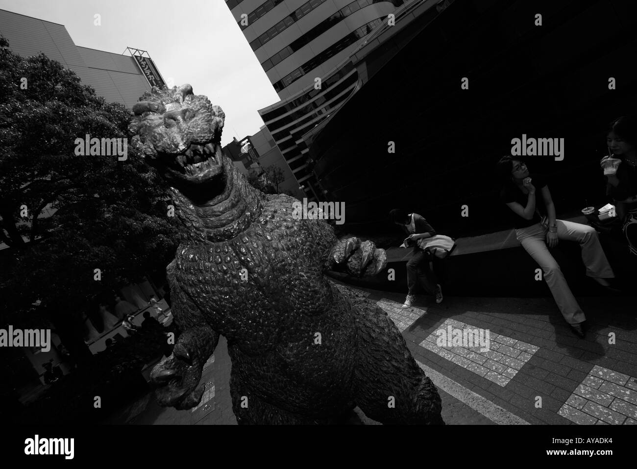 Asia Tokyo Japan Small statue of Godzilla in Hibiya District Stock ...