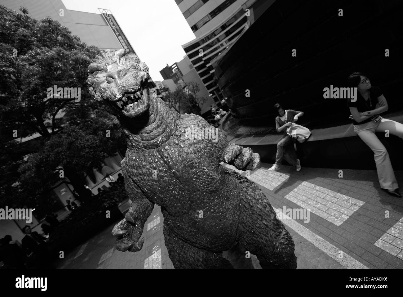 Asia Tokyo Japan Small statue of Godzilla in Hibiya District Stock ...