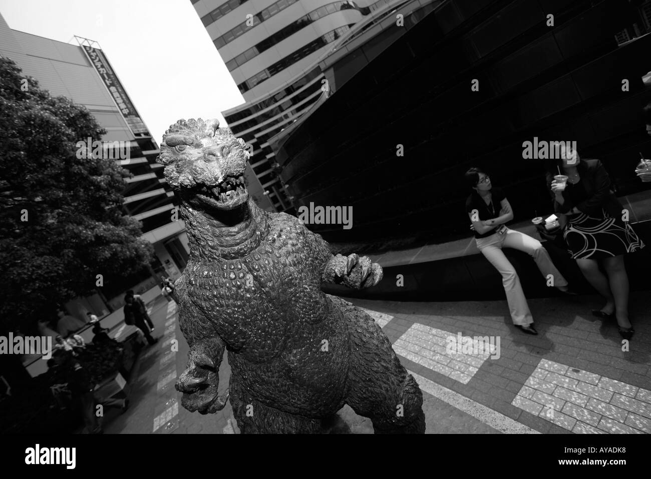 Asia Tokyo Japan Small statue of Godzilla in Hibiya District Stock ...