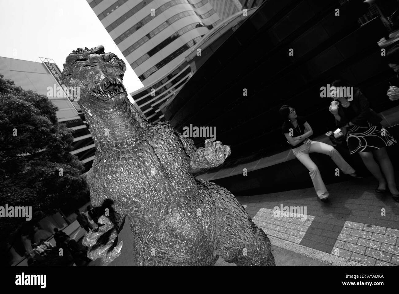 Asia Tokyo Japan Small statue of Godzilla in Hibiya District Stock ...