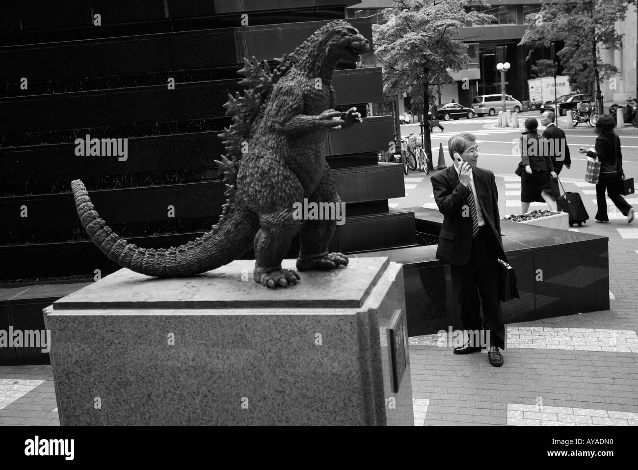 Asia Tokyo Japan Small statue of Godzilla in Hibiya District Stock ...