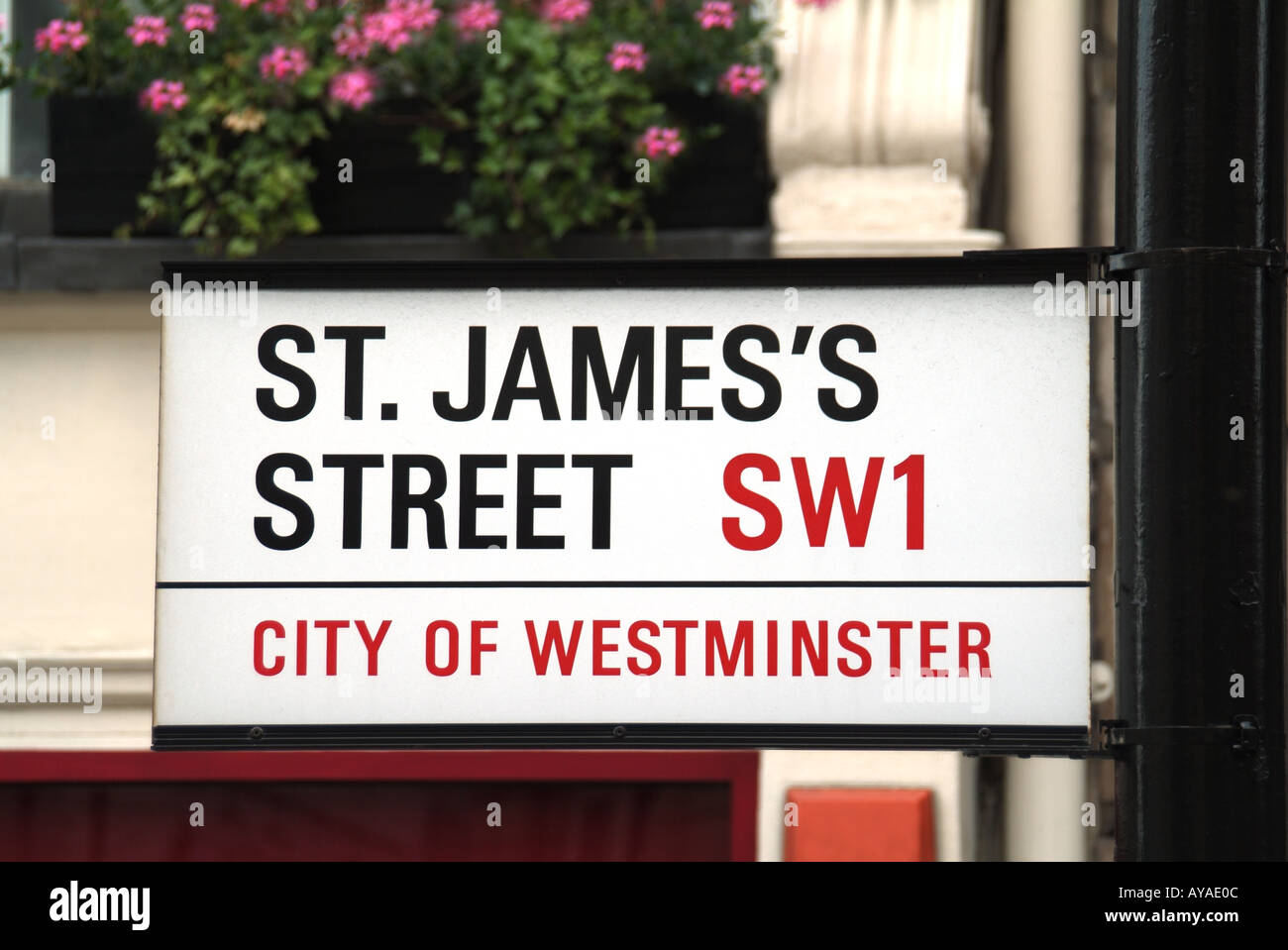 London street sign St James Street SW1 in the City of Westminster ...