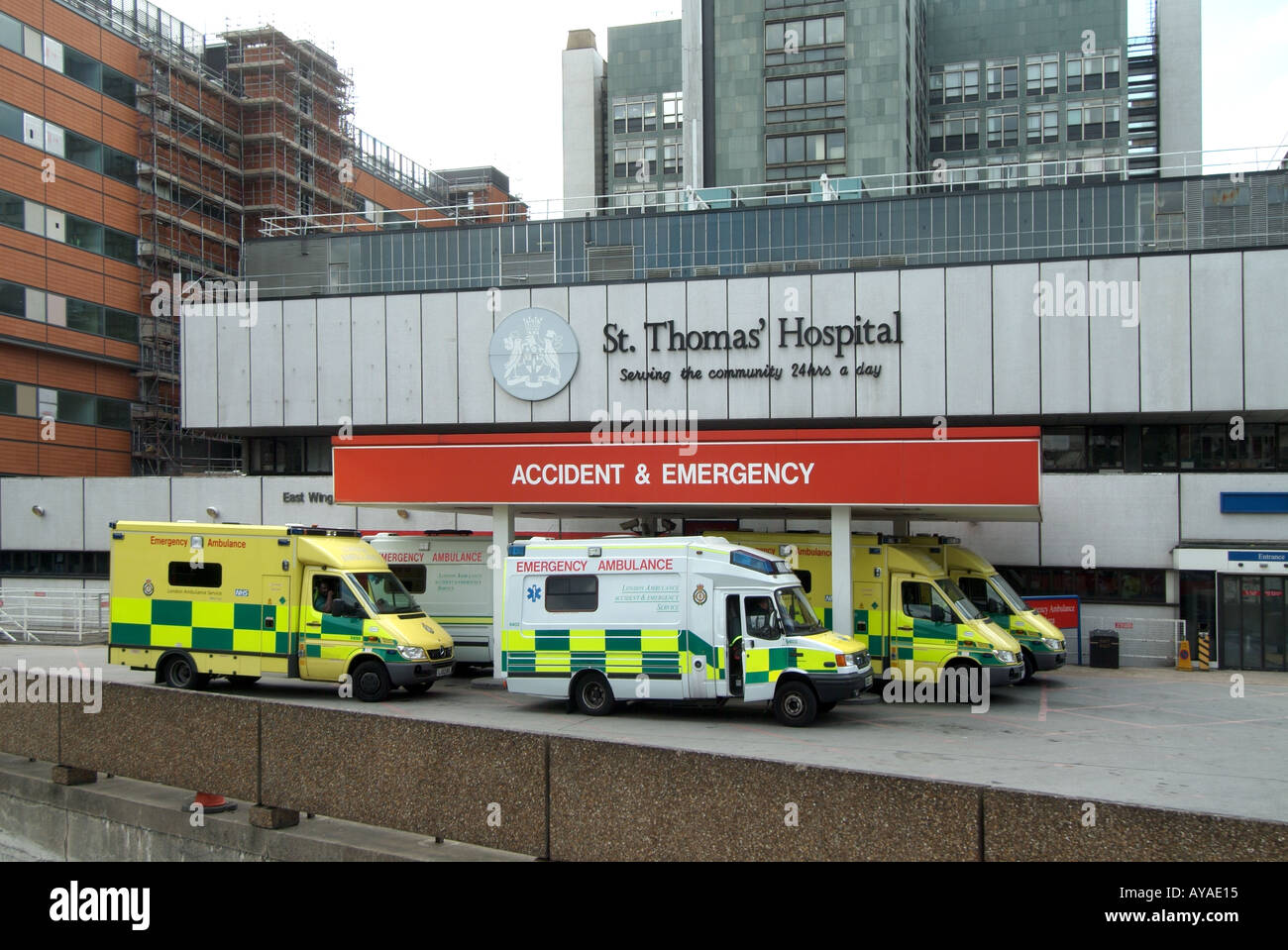 Busy time at Accident and Emergency department with ambulances ...
