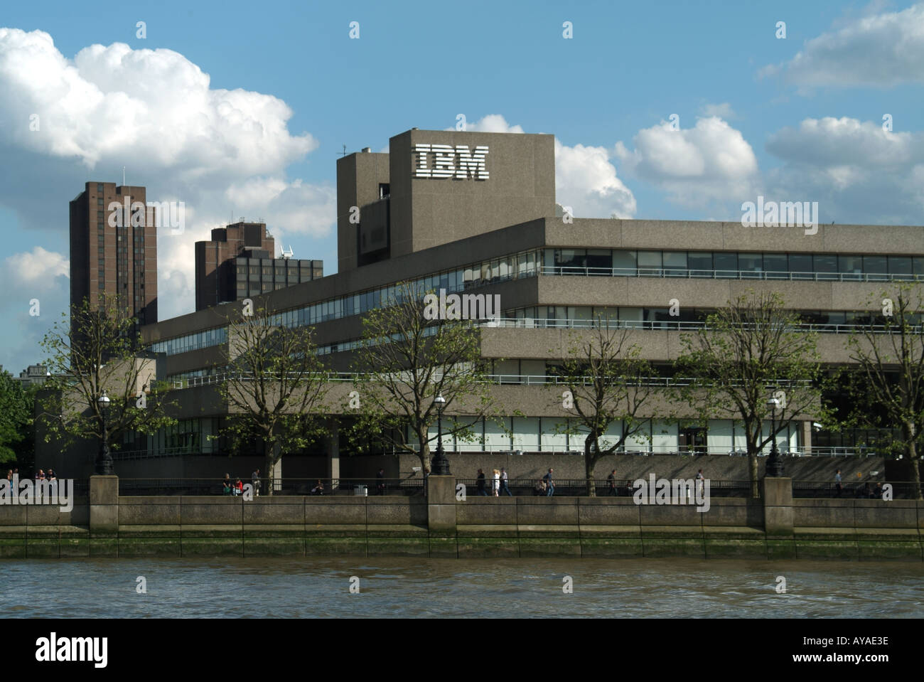 London river Thames riverside premises with IBM logo Stock Photo ...