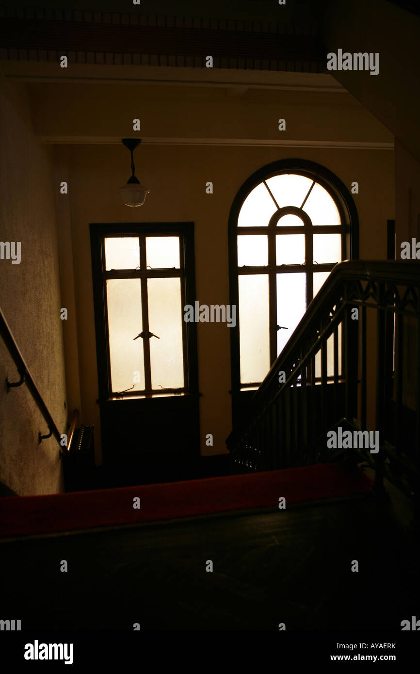 view to old windows through a hallway in the famous Peace Hotel Stock ...
