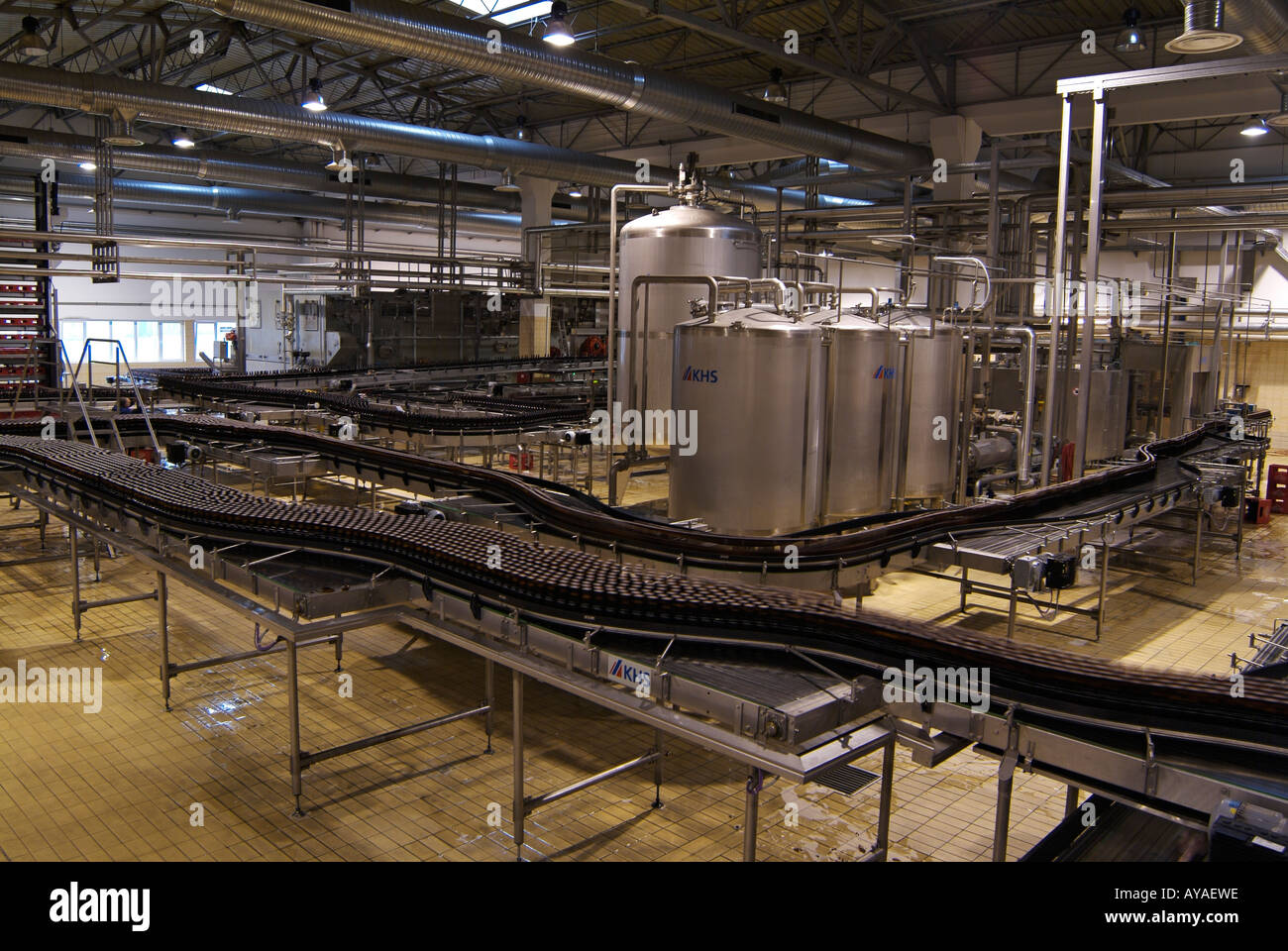 Bottling Line at a Brewery Stock Photo - Alamy