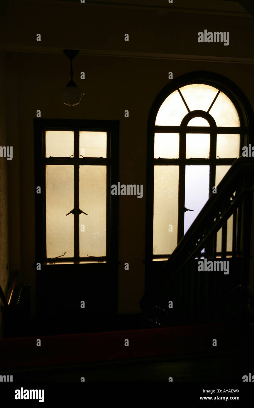 view to old windows through a hallway in the famous Peace Hotel Stock ...